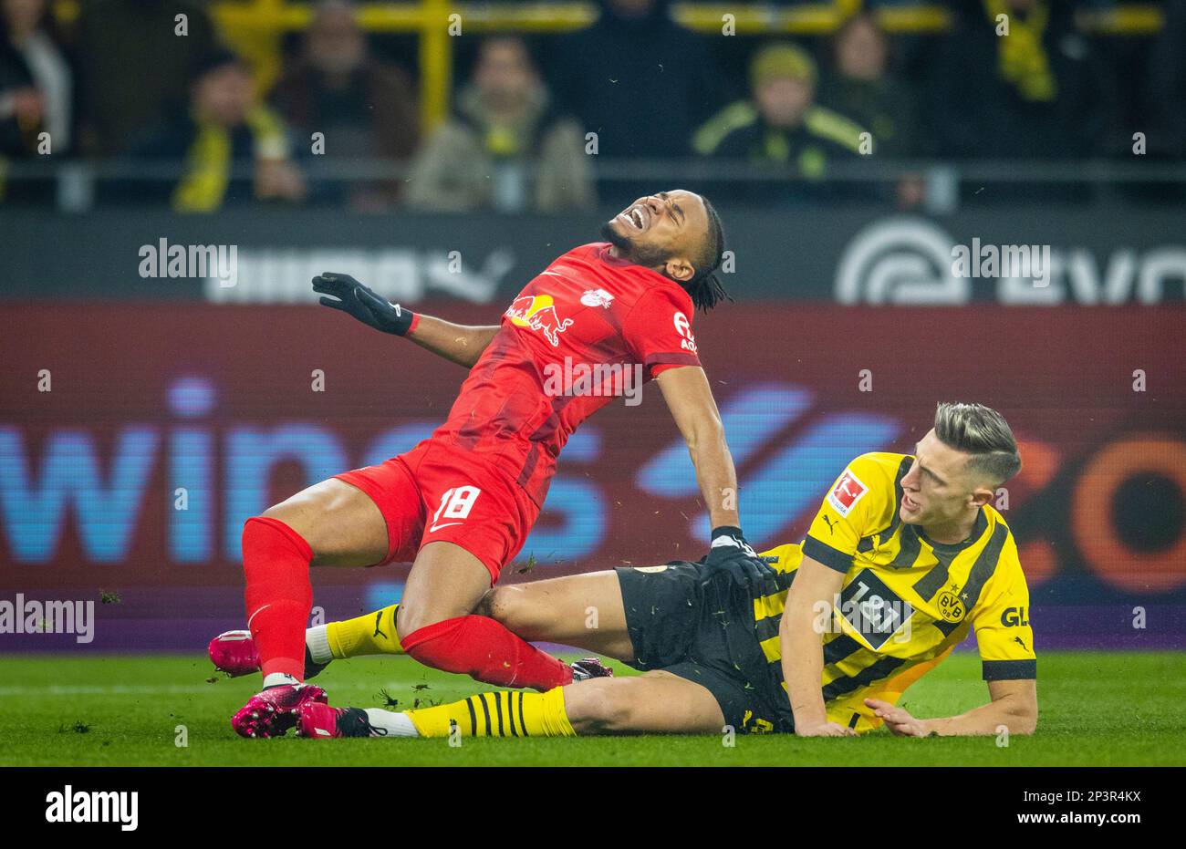 Dortmund, Germany. 3rd Mar, 2023. Christopher Nkunku (RBL), Nico ...