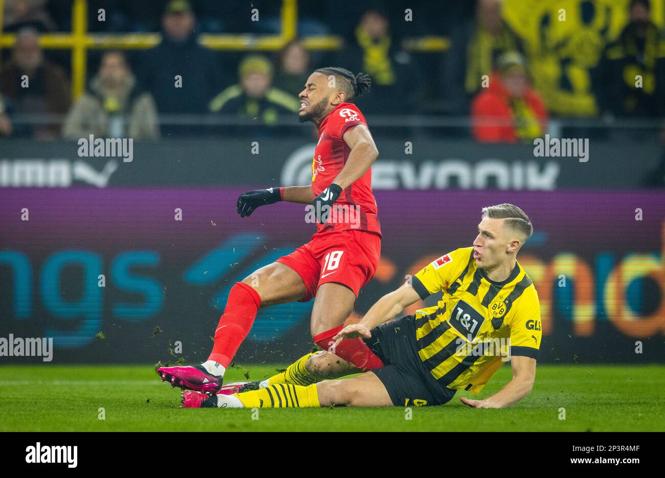 Dortmund, Germany. 3rd Mar, 2023. Christopher Nkunku (RBL), Nico ...