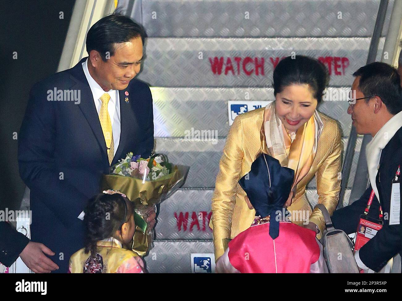 Thai Prime Minister general Prayuth Chan-ocha, left, and his wife ...