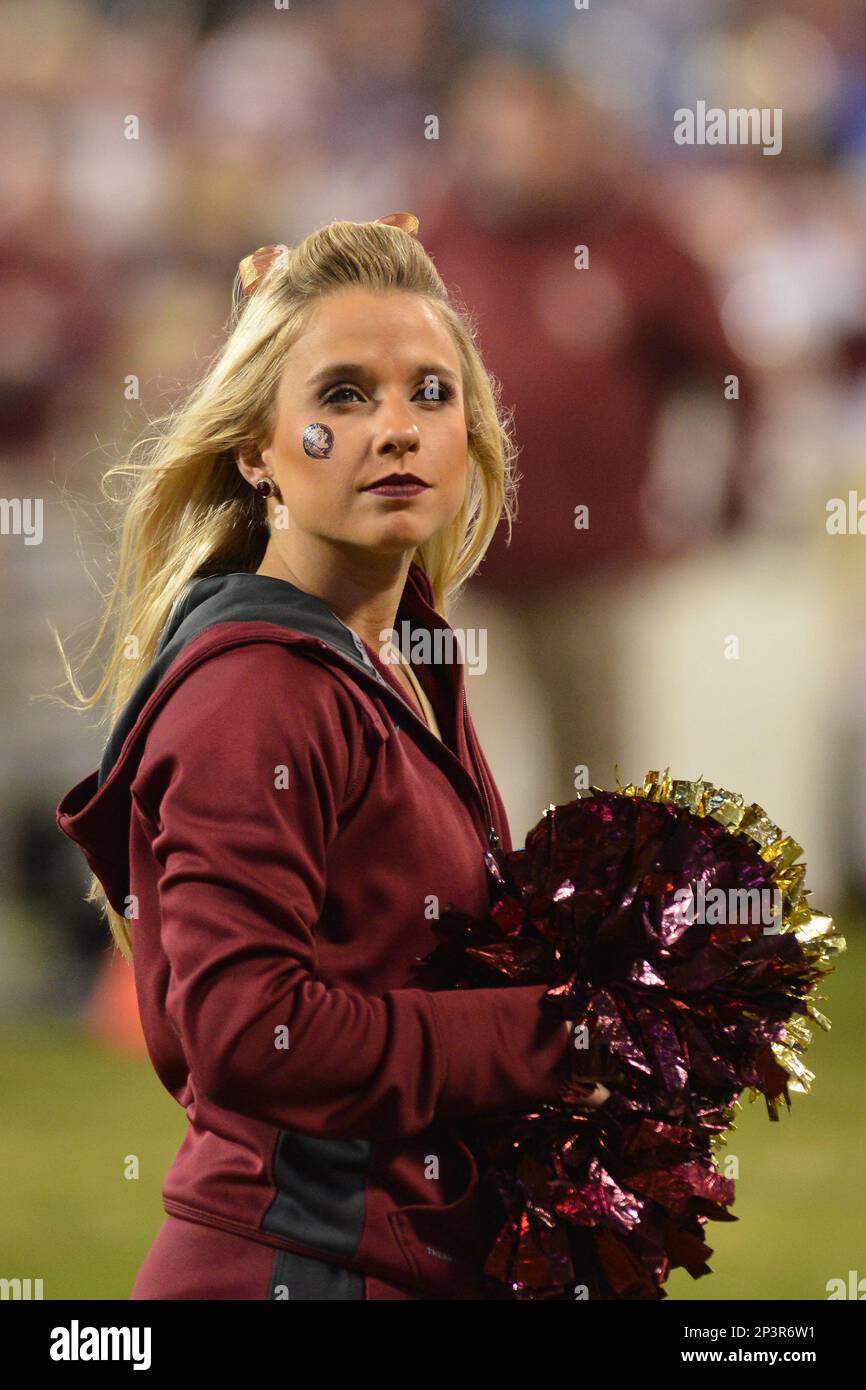 06 Dec 2014 Florida State cheerleader performs during the ACC ...
