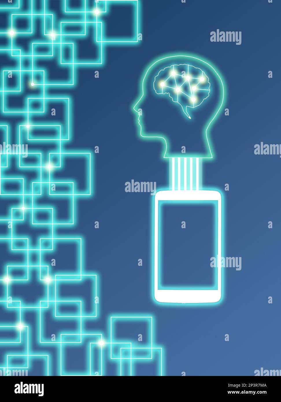 mobile phone with head hologram, artificial intelligence Stock Photo ...