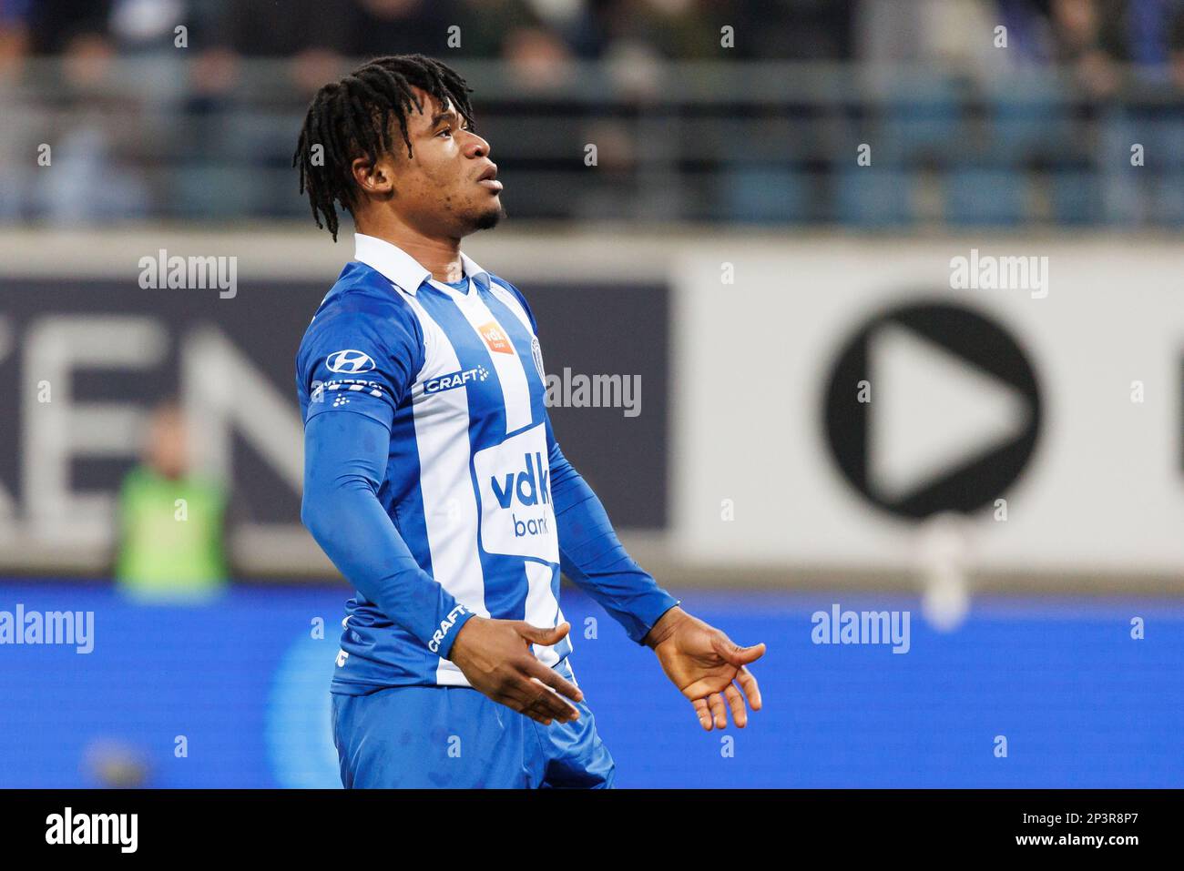 Gent's Gift Emmanuel Orban celebrates after scoring during a soccer ...