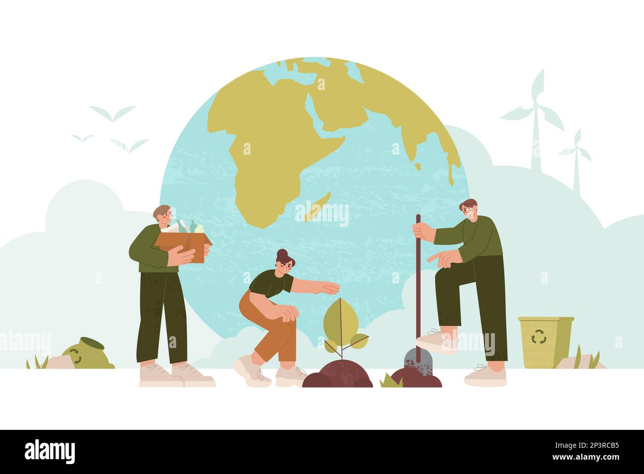 People take care about planet ecology. Concept of environmental ...