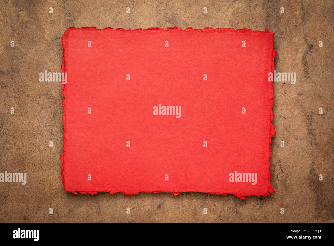 red and brown abstract - a sheet of blank Indian handmade rag paper ...