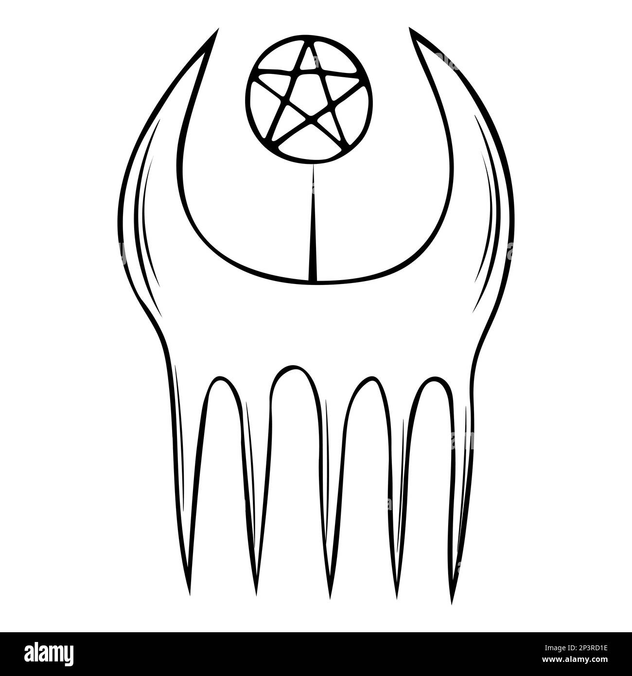 Vector illustration of a beautiful witchs crest depicting a pentacle ...
