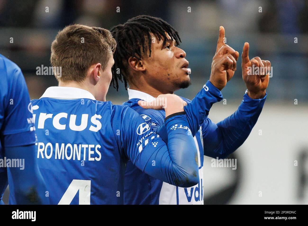 Gent's Gift Emmanuel Orban celebrates after scoring during a soccer ...