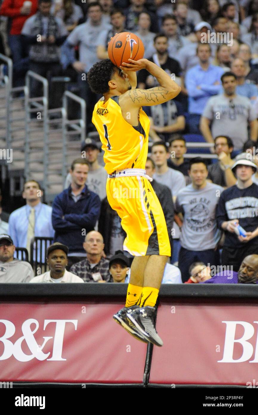 07 December 2014: Towson Tigers guard Byron Hawkins (1) in action ...