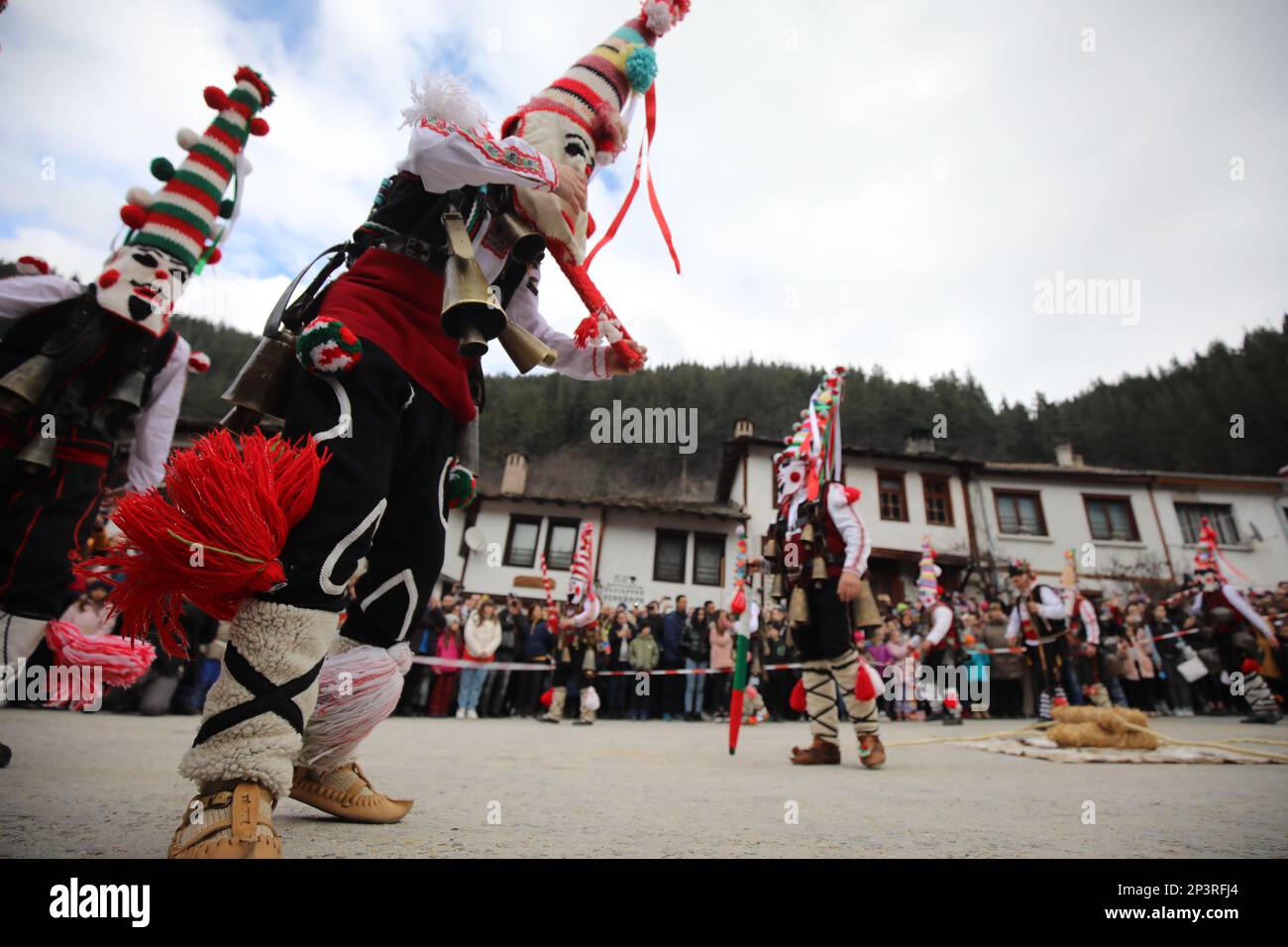 Traditional Kukeri in costume at the Festival of the Masquerade Games ...