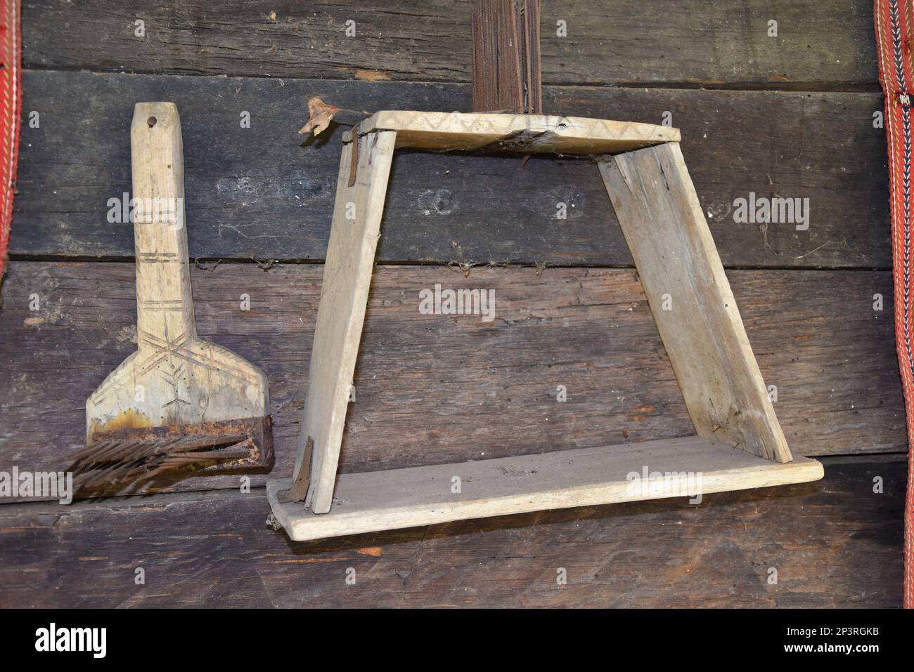 Old tools used to work with wool Stock Photo - Alamy