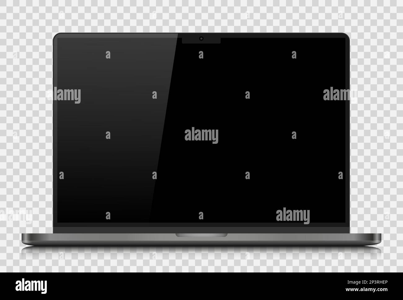 Realistic laptop layout with a dark silver case. A laptop with an empty ...