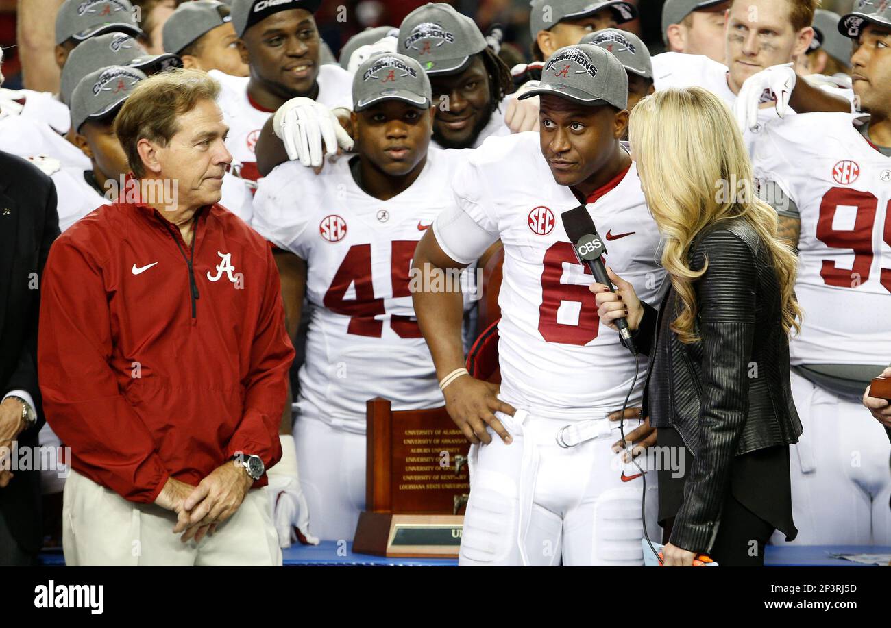 December 06, 2014: Blake Sims (6) accepts the MVP award for the SEC ...
