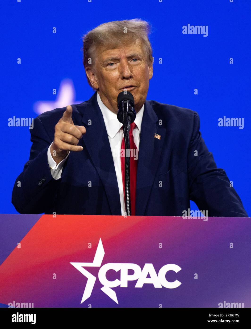 Former United States President Donald J. Trump makes remarks at the ...