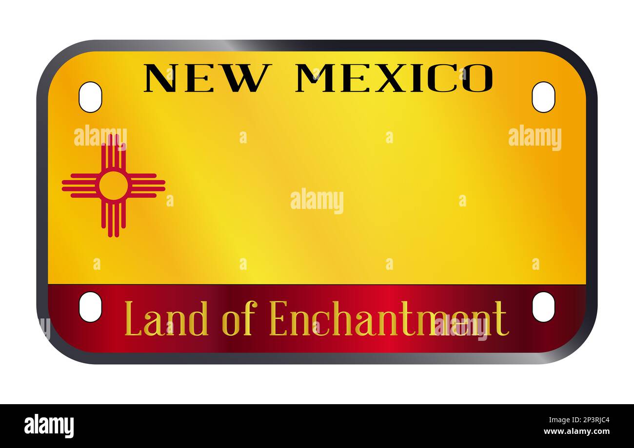 New Mexico State USA motorcycle licence license plate over a white ...