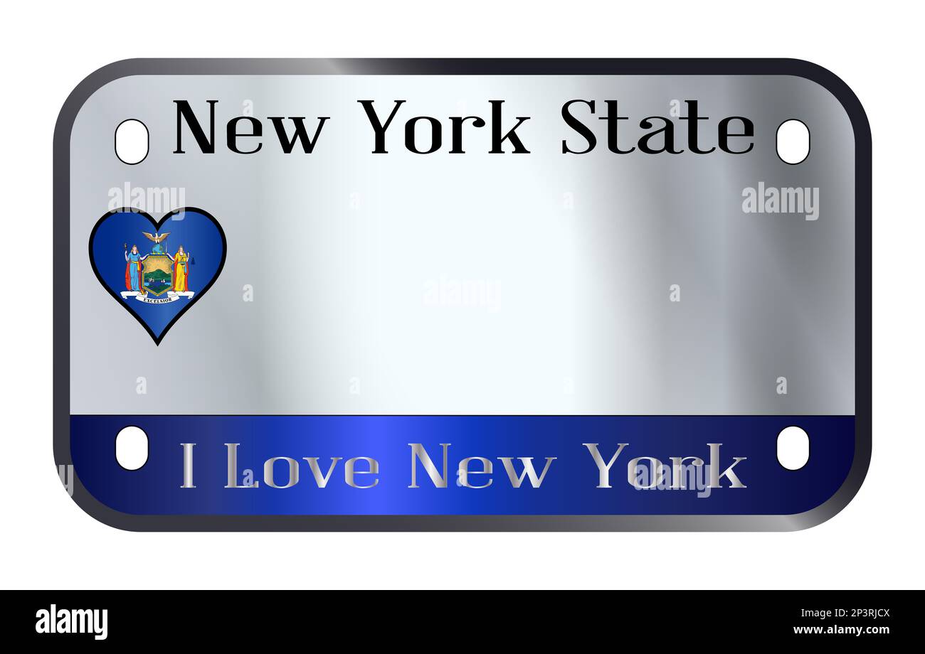 New York State USA motorcycle licence license plate over a white ...