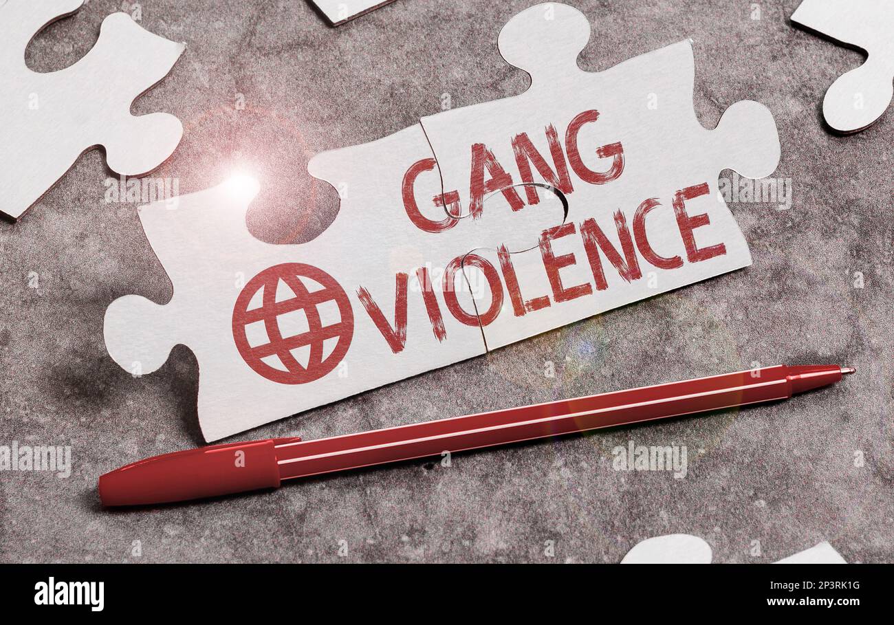 Sign displaying Gang Violence. Conceptual photo infringement of the ...