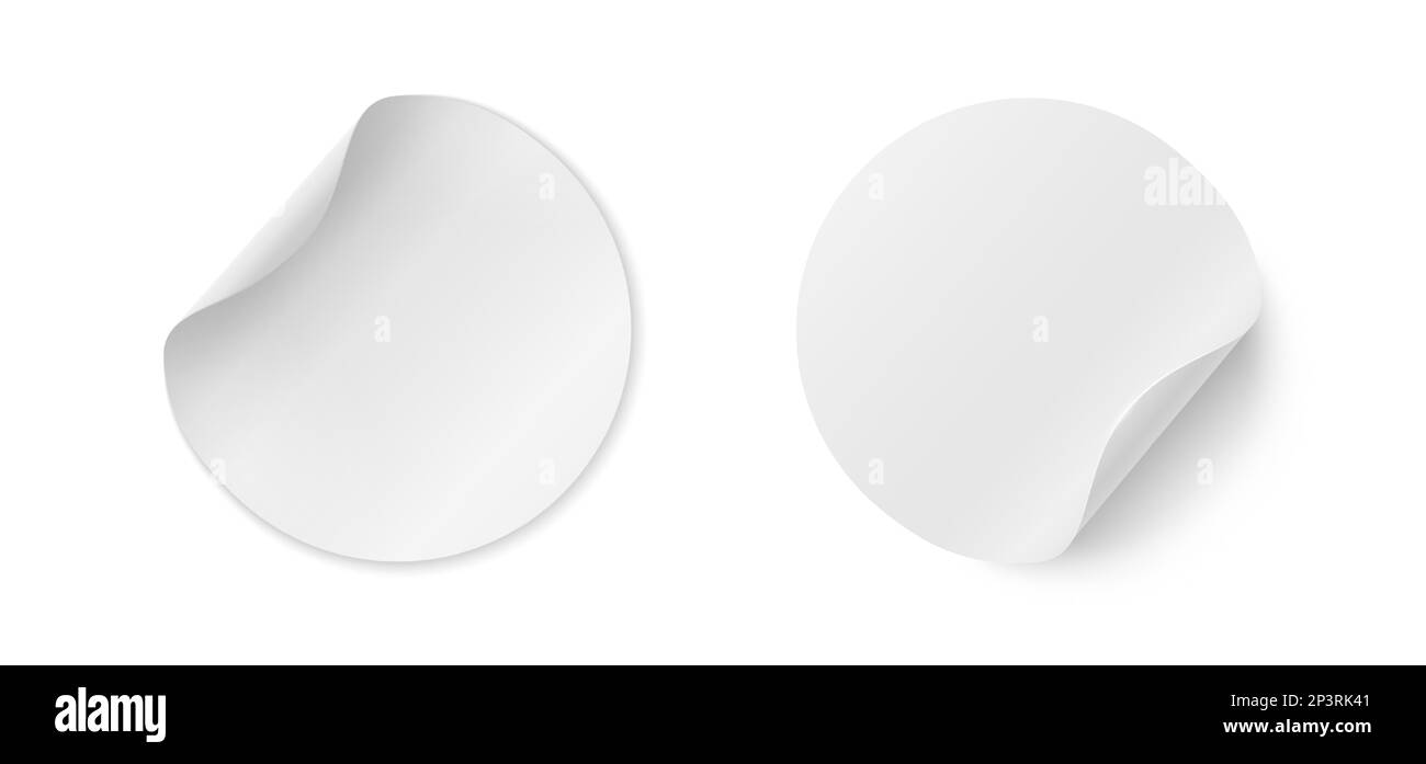 A set of round realistic stickers on a white background. Round, paper ...