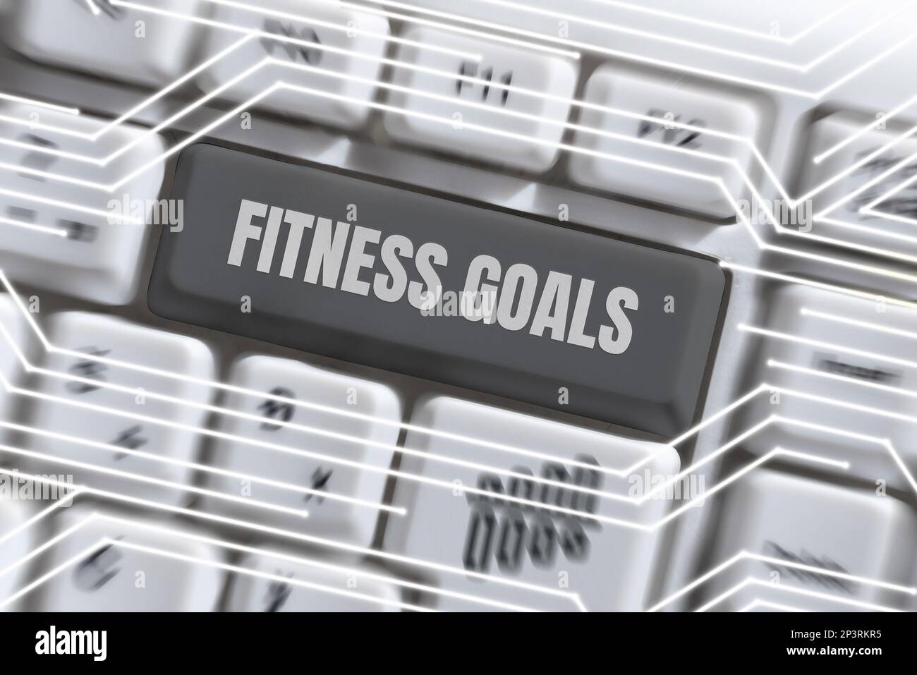 Hand writing sign Fitness Goals. Business overview Loose fat Build ...