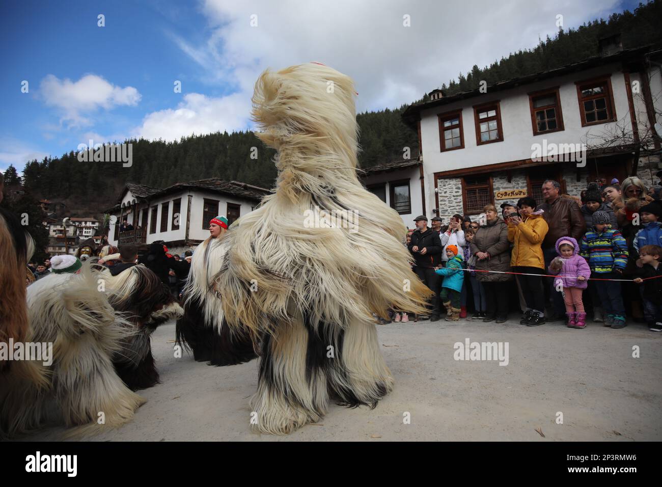 Traditional Kukeri in costume at the Festival of the Masquerade Games ...