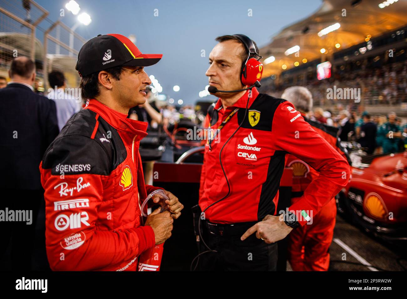 SAINZ Carlos (spa), Scuderia Ferrari SF-23, portrait Riccardo Adami Race Engineer of Carlos ...