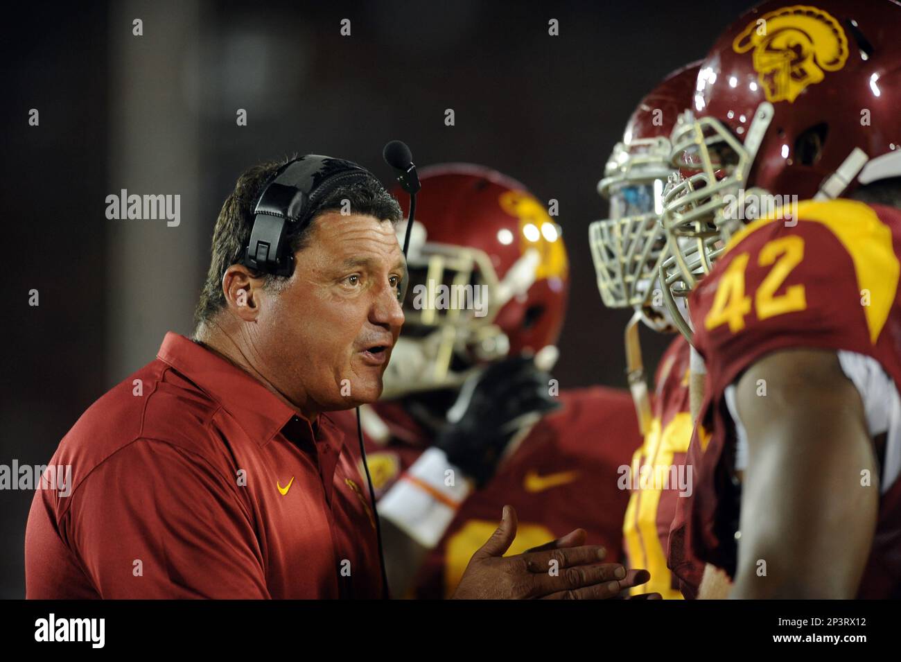 07 September 2013: USC linebackers coach Ed Orgeron during an NCAA football game between the ...
