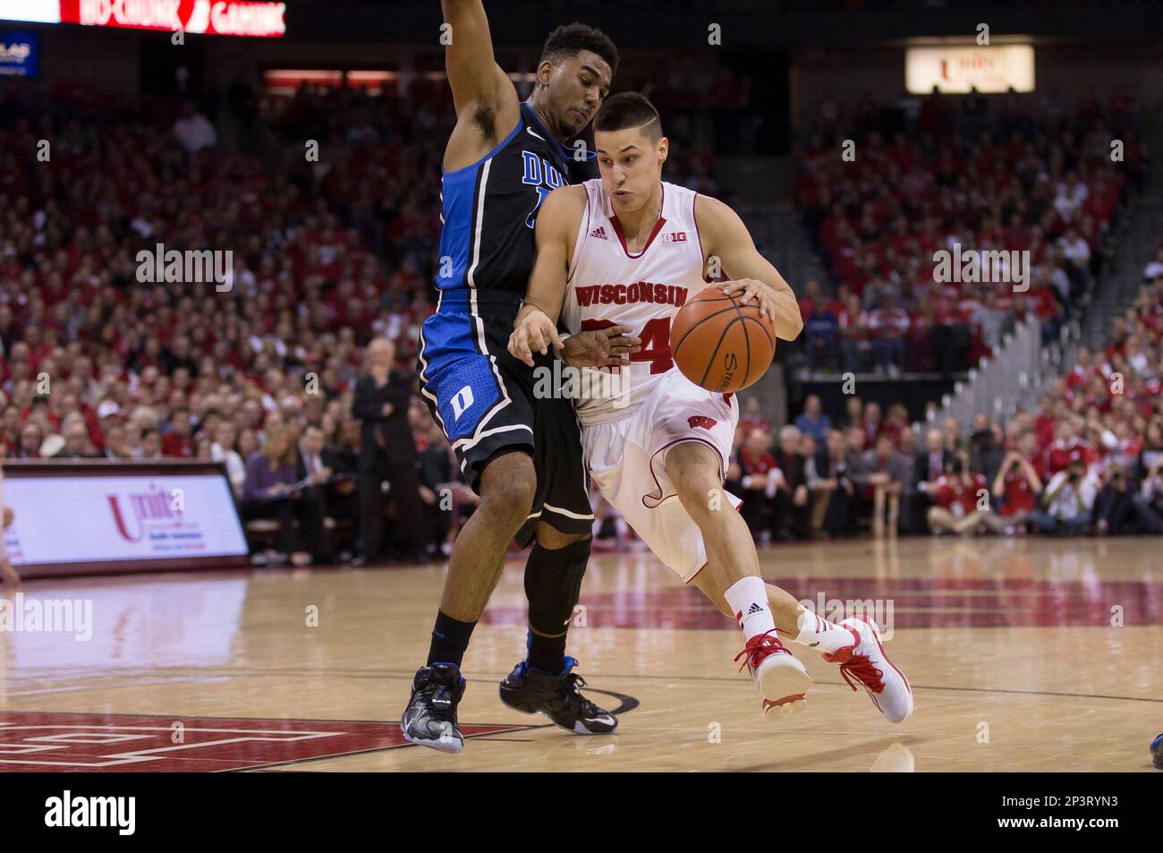 December 3, 2014: Wisconsin Badgers guard Bronson Koenig #24 drives ...