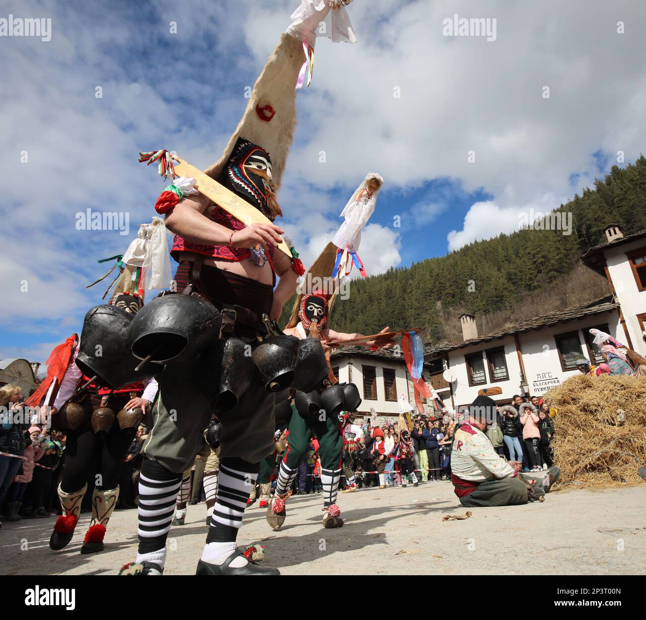 Traditional Kukeri in costume at the Festival of the Masquerade Games ...