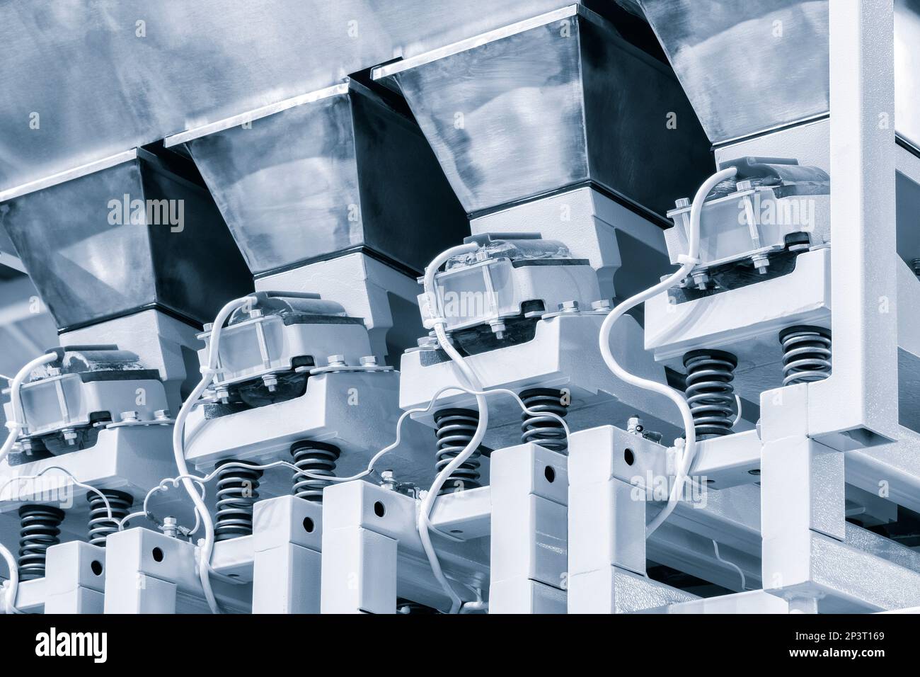 Bulk food measuring and packaging production line, industrial concept ...