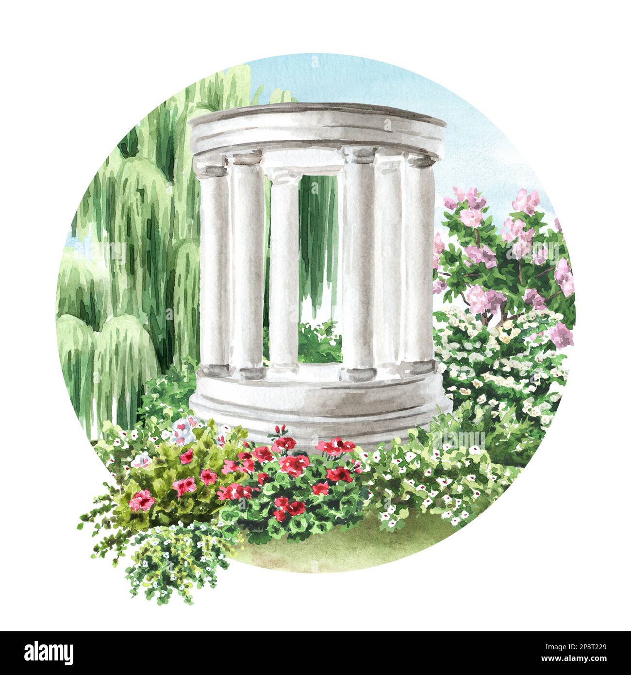 Park architecture card. Garden decorative Rotunda. Landscape design ...