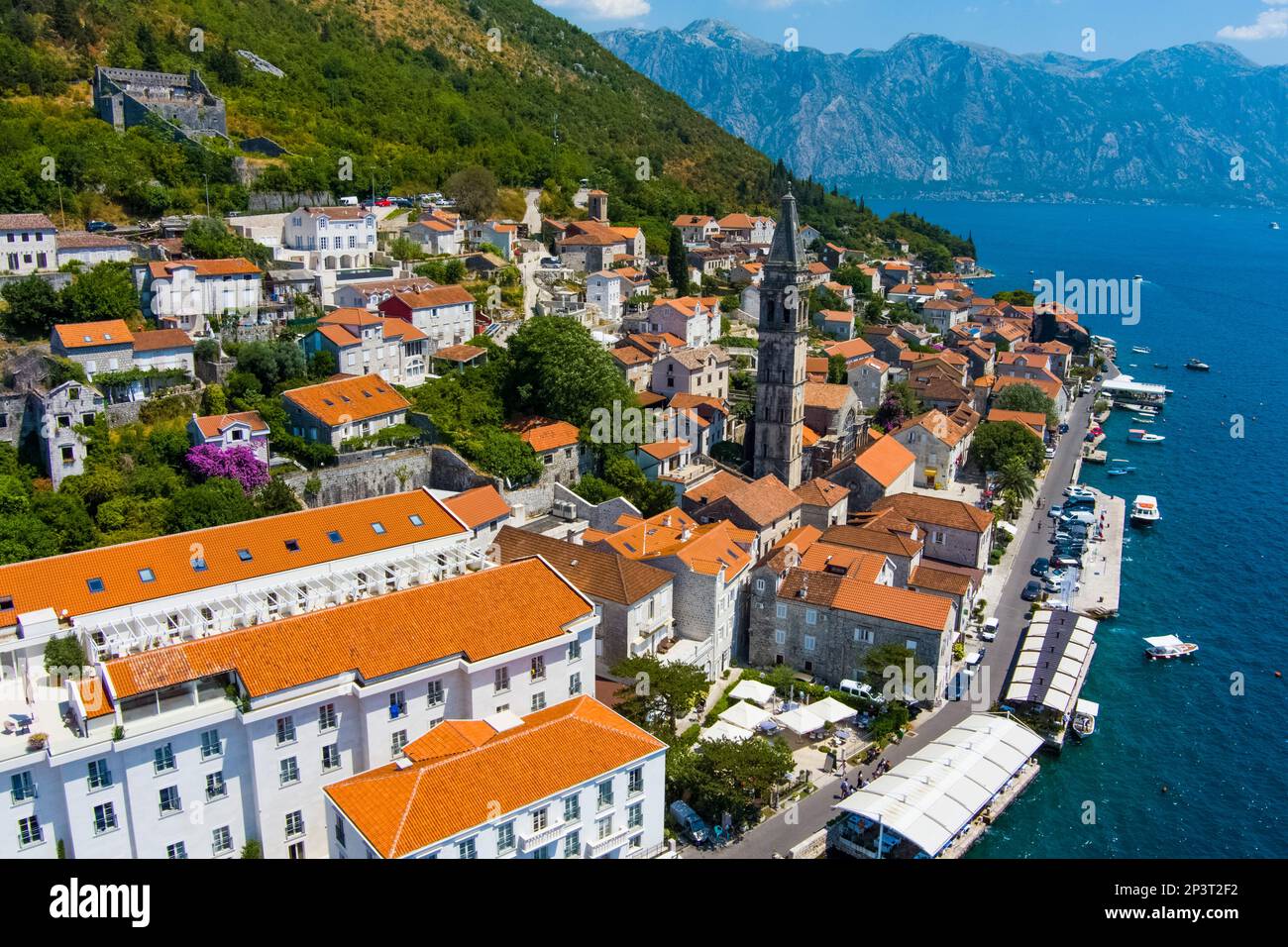 Perast. An ancient town in Montenegro on the shores of the Bay of Kotor ...