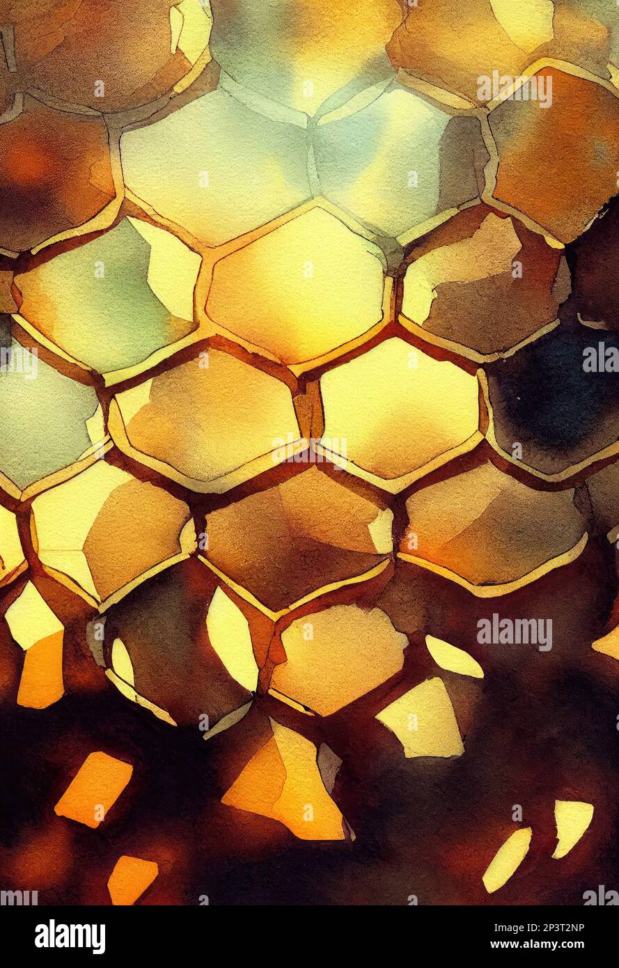 Beautiful golden hexagonal honeycomb background. Digital art Stock ...