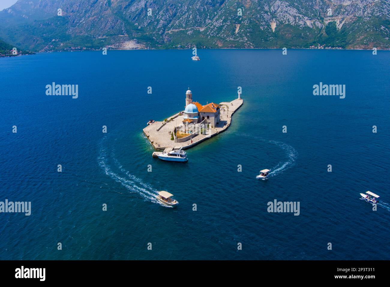 Montenegro. Bay of Kotor. The island of Gospa od Skrpela is located ...