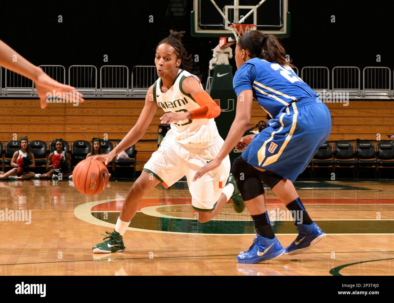 29 November 2014: University of Miami guard Adrienne Motley (23) plays ...