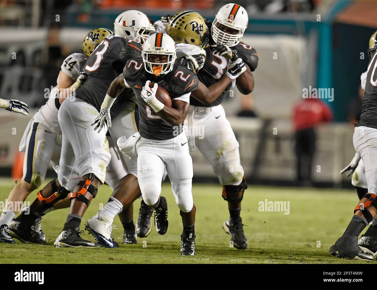 29 November 2014: University of Miami running back Joseph Yearby (2 ...