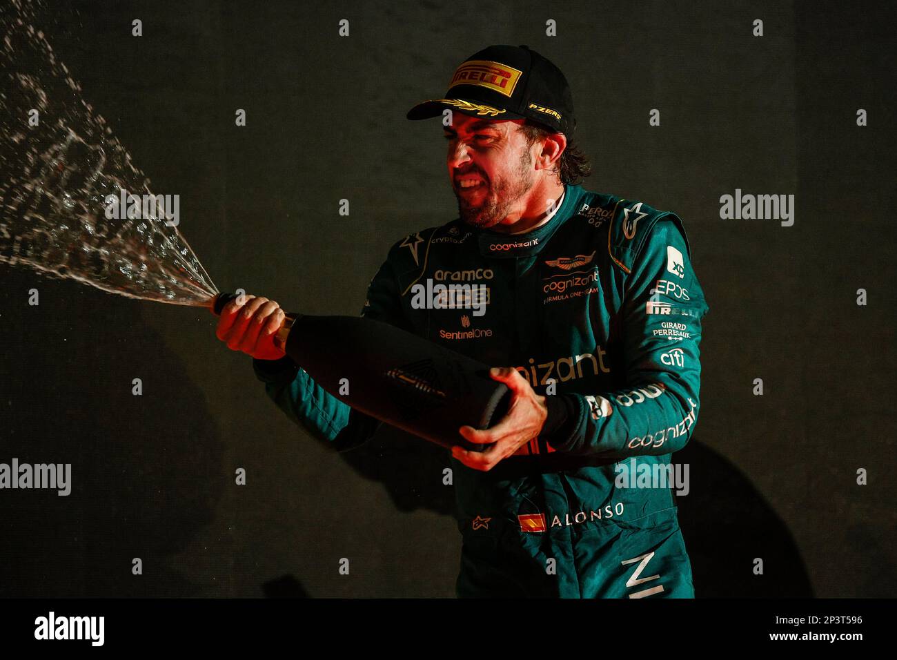 ALONSO Fernando (spa), Aston Martin F1 Team AMR23, portrait podium ...