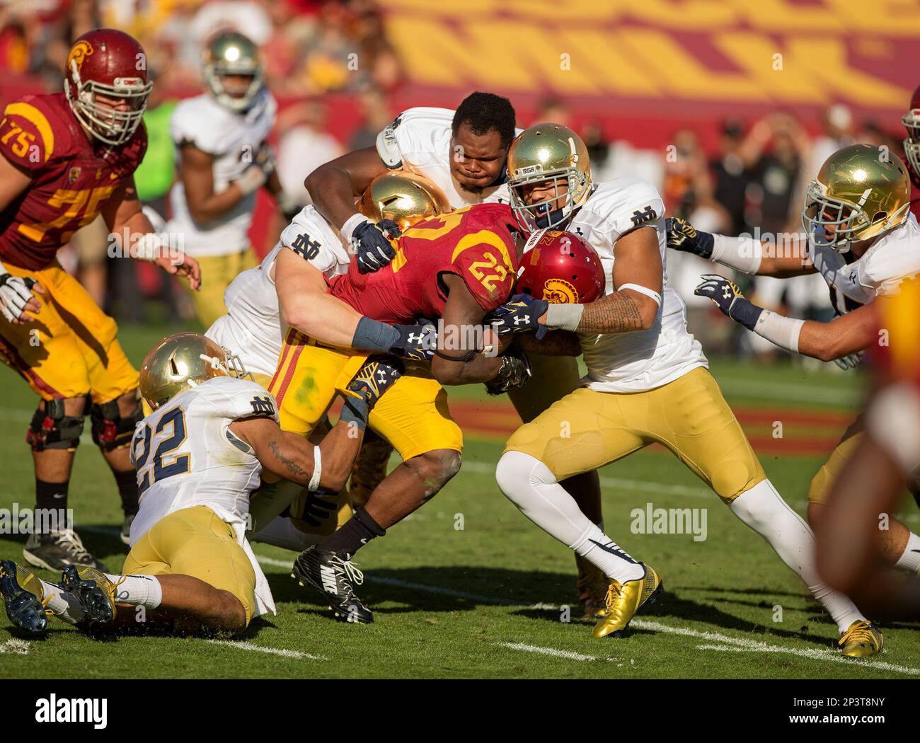 NOVEMBER 29, 2014 Los Angeles, CA..Notre Dame defensive lineman (93 ...