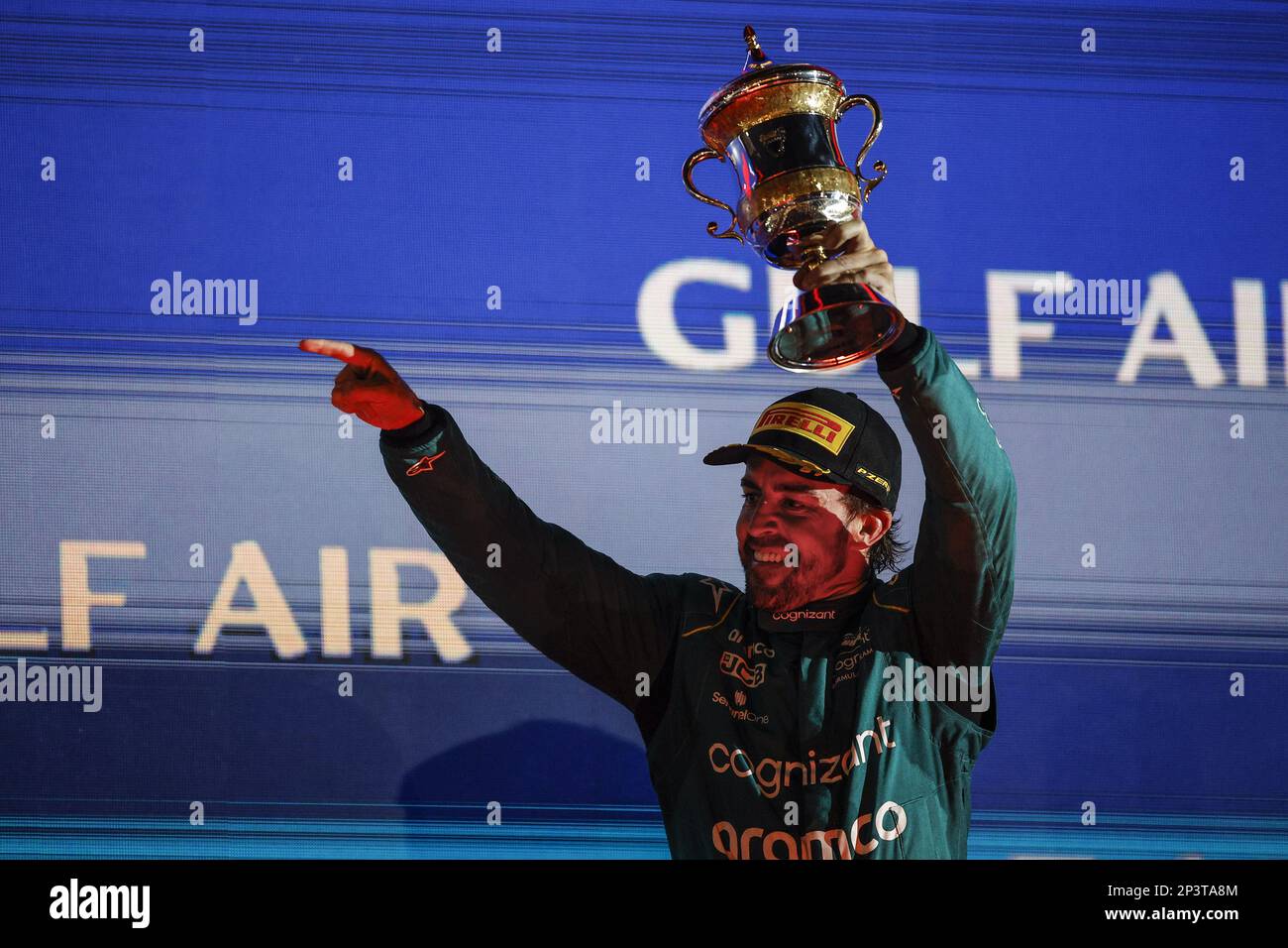 ALONSO Fernando (spa), Aston Martin F1 Team AMR23, portrait celebrates ...