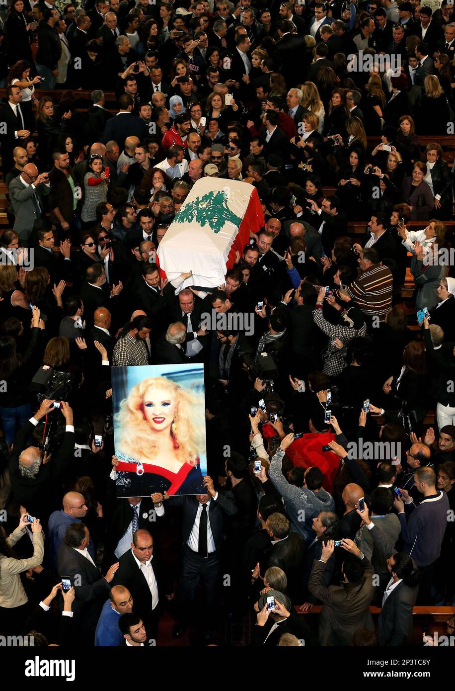 Friends and relatives of Lebanese singer and actress Sabah, carry her ...