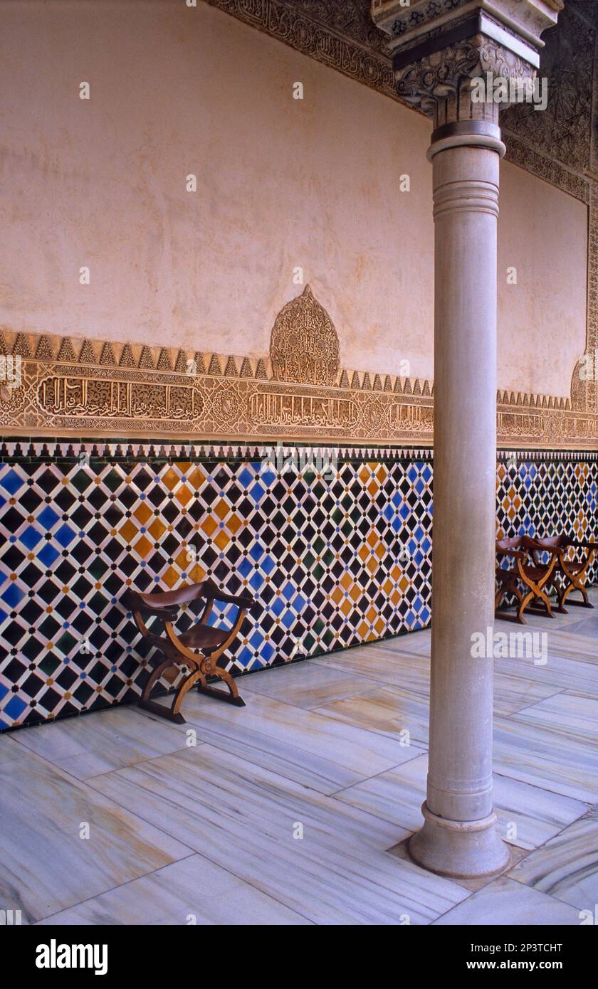 Detail of the north porch.Courtyard of Arrayanes(Court of the Myrtles ...