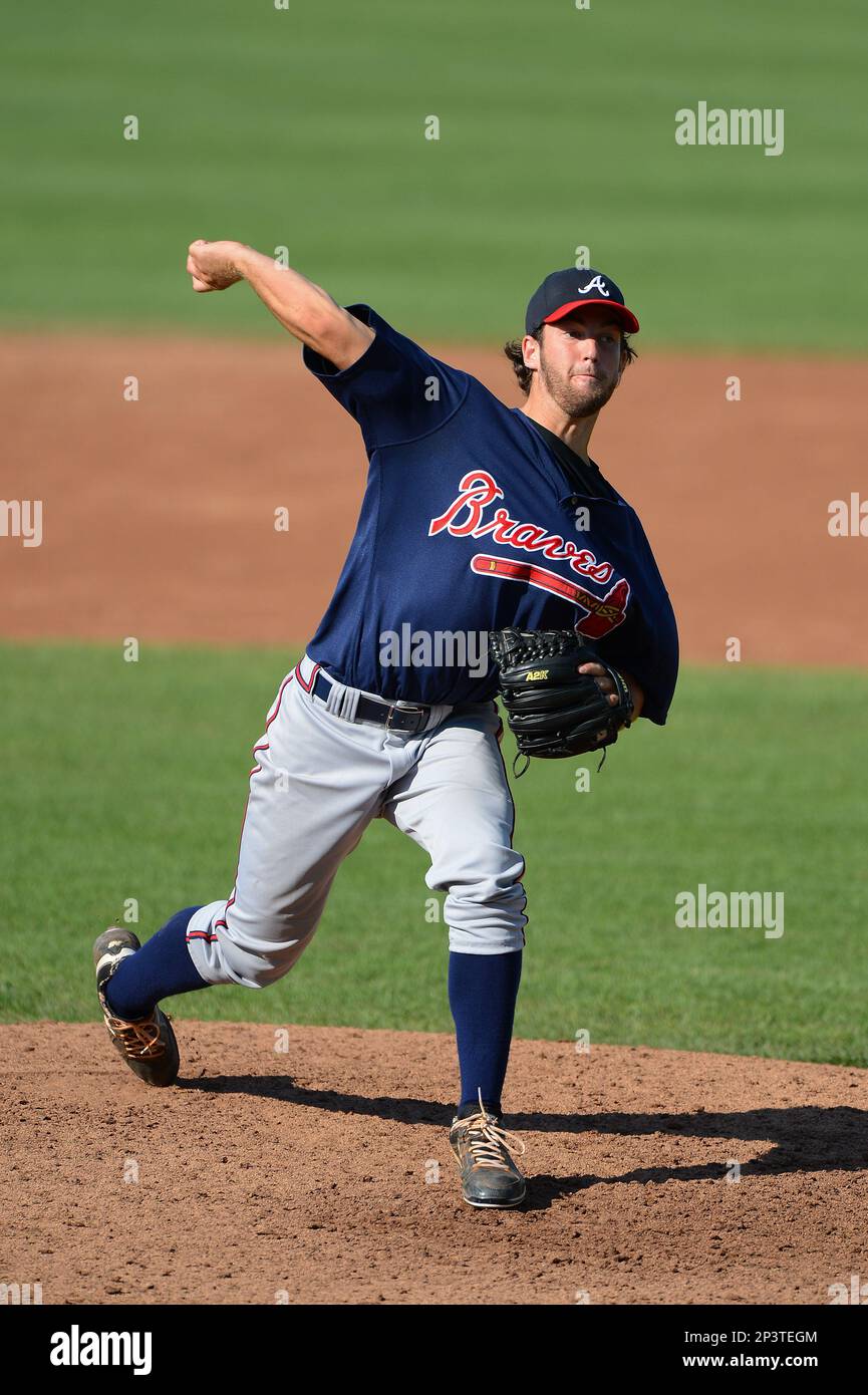 Pitcher AJ Moore (18) of Mountain View High School in Dacula, Georgia ...