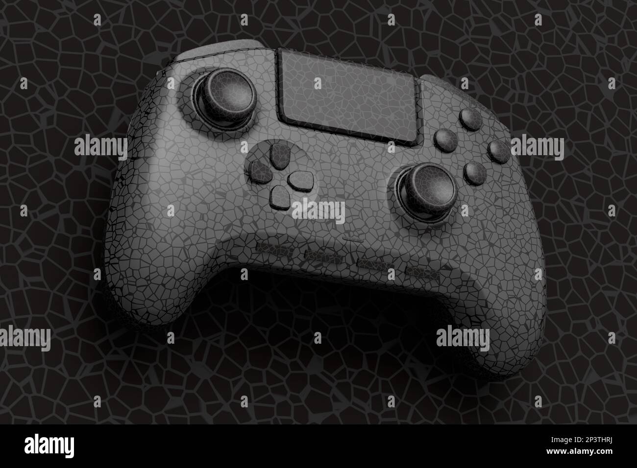 Realistic video game joystick with black chrome texture isolated on ...