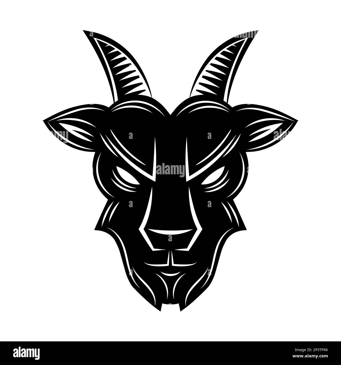 Ram Skull Logo. Tattoo Design. Stencil Vector Illustration Perfect for ...