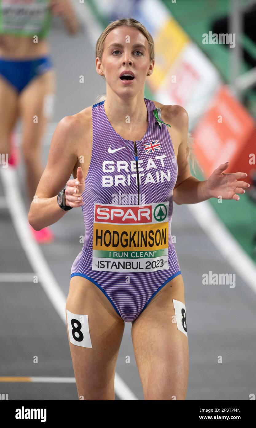 Keely Hodgkinson of Great Britain & NI crossing the finishing line to ...