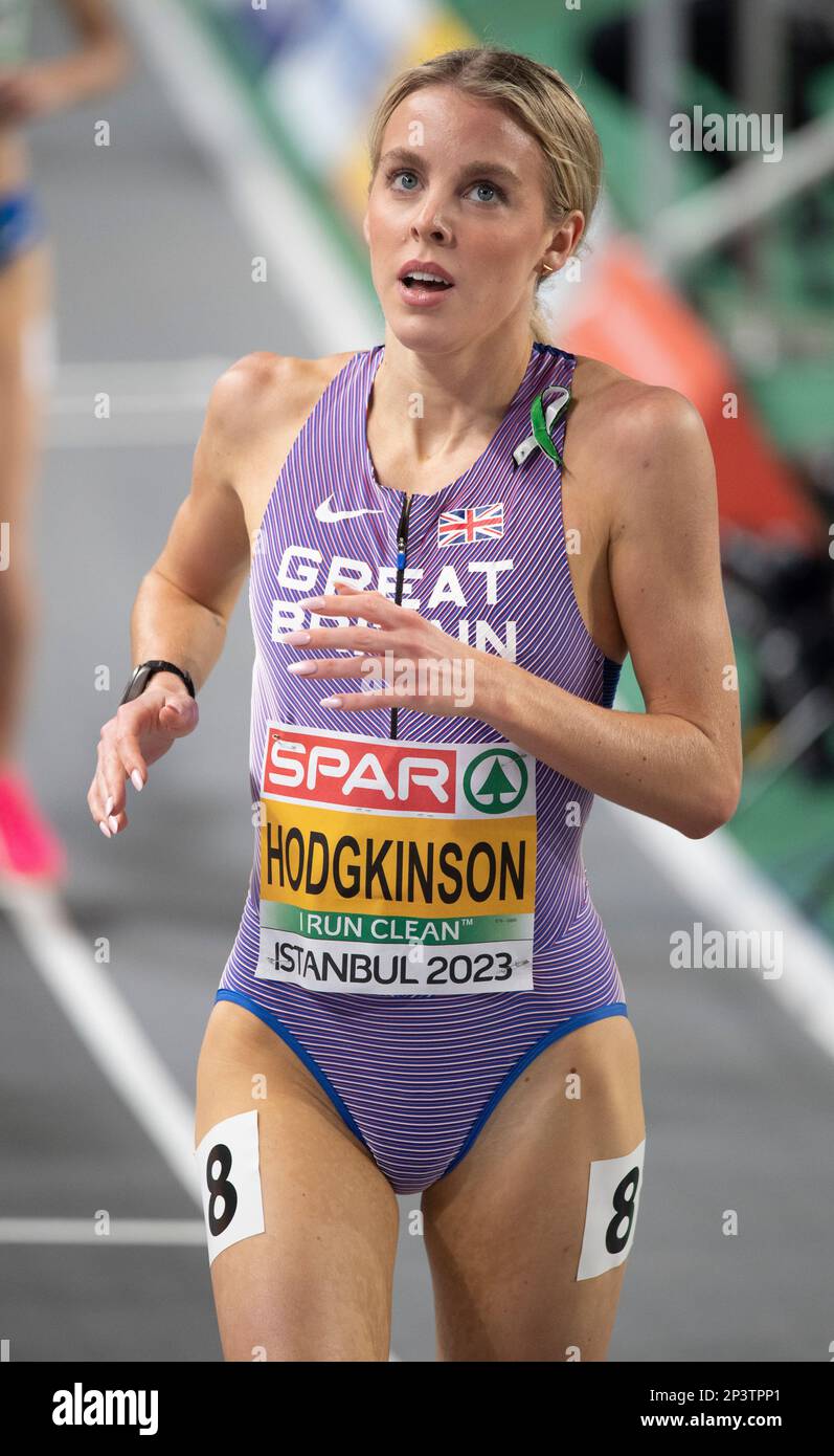 Keely Hodgkinson of Great Britain & NI crossing the finishing line to ...