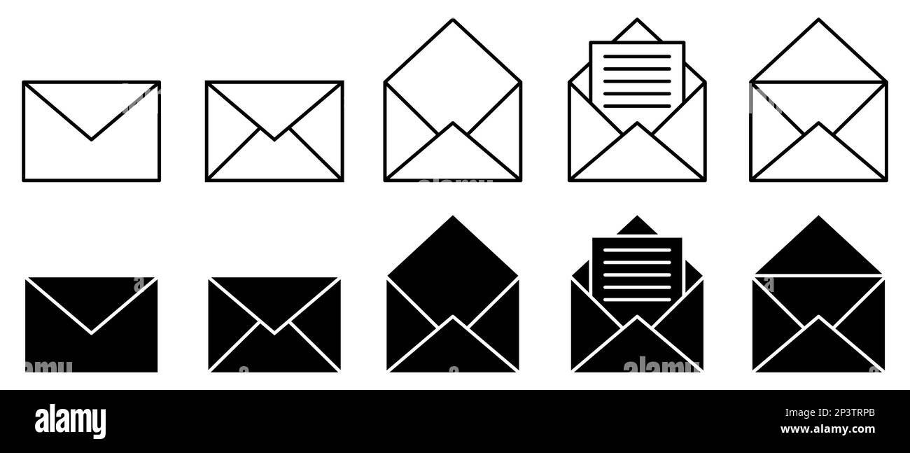 Set of email icon. Envelope illustration isolated on white background ...