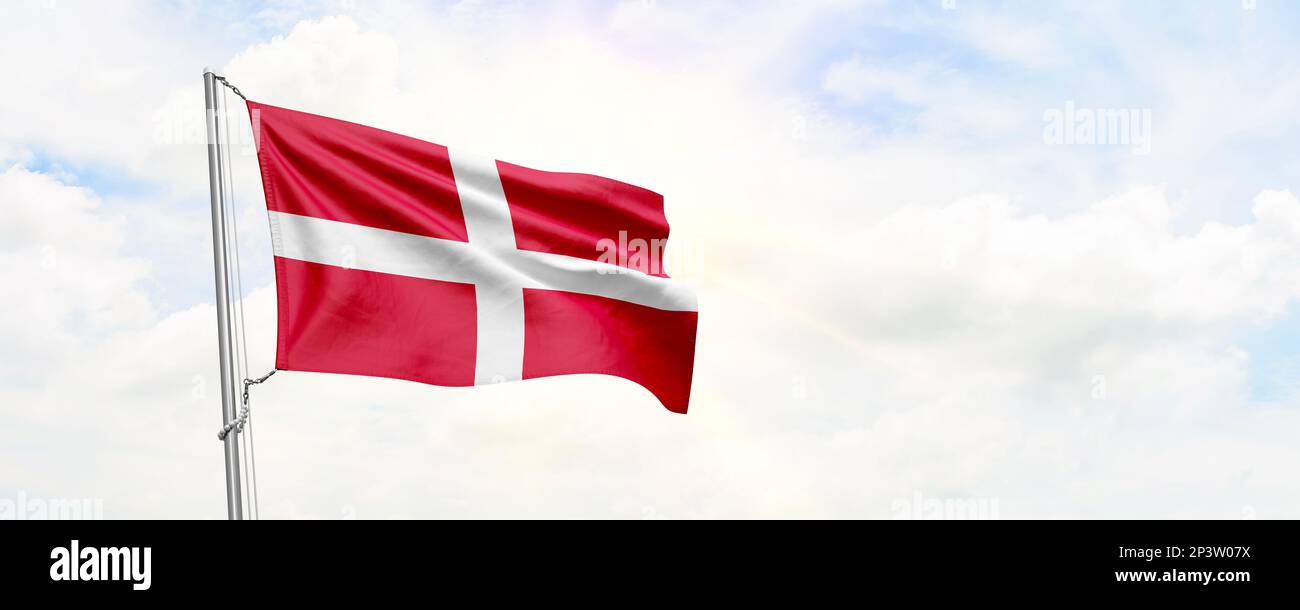 Sovereign Military Order of Malta flag waving on sky background. 3D ...