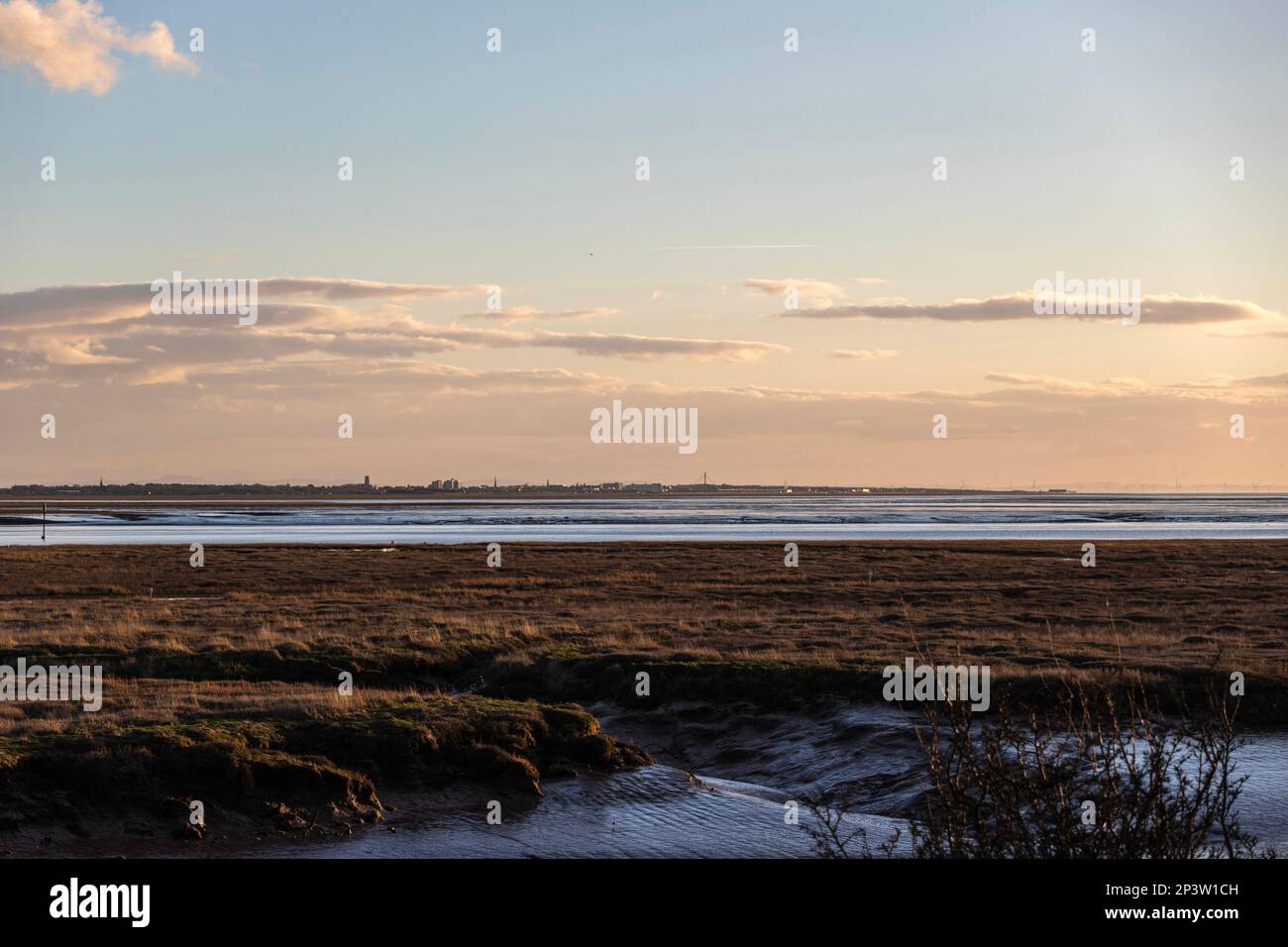 Southport, Salt marsh on the Ribble estuary, Lytham St Annes, Fylde in ...