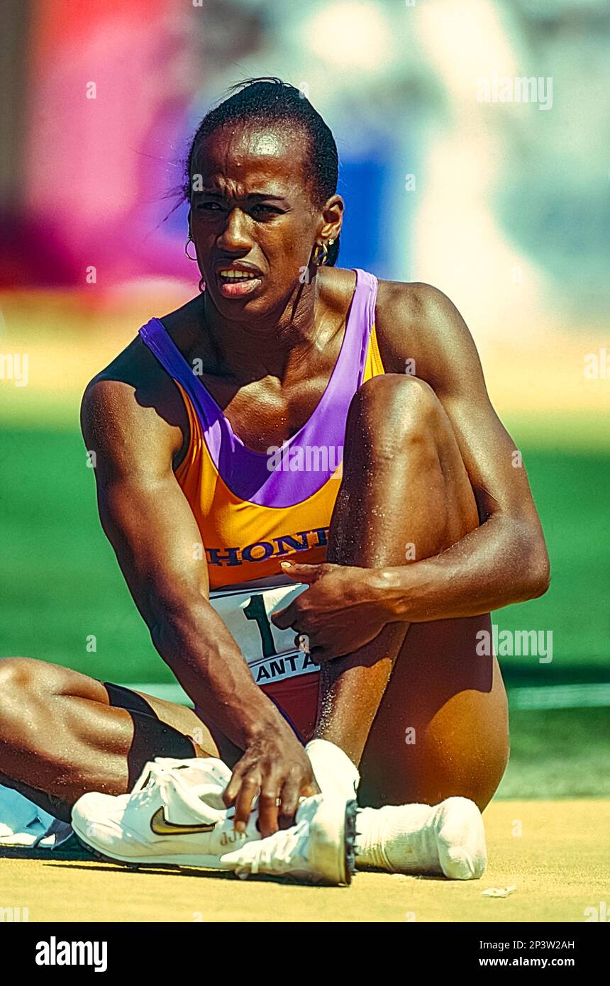Jackie Joyner-Kersee competing at the 1996 Atlanta Grand Prix Stock ...