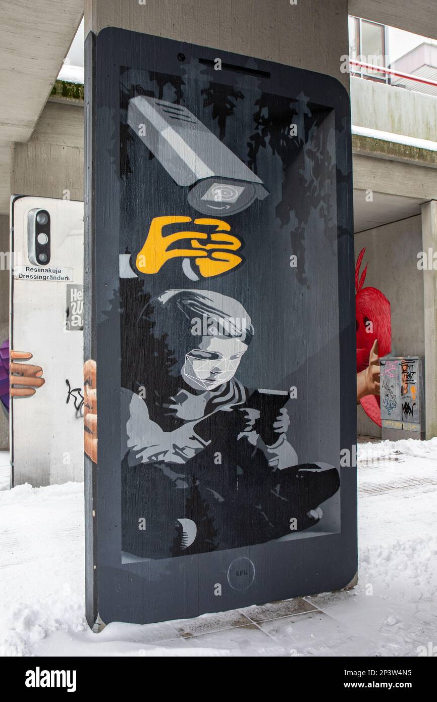 Street art for editorial use only: A mural graffiti in Itä-Pasila ...