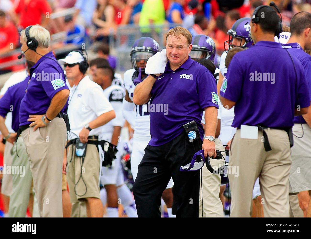 27 SEPTEMBER 2014: TCU Horned Frogs head coach Gary Patterson during a ...
