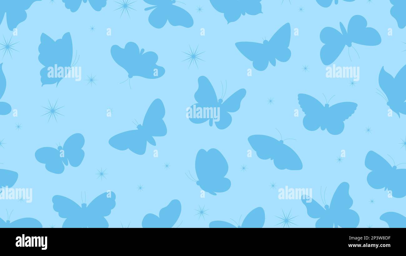Cute magic seamless pattern butterfly and stars silhouettes. Girly ...